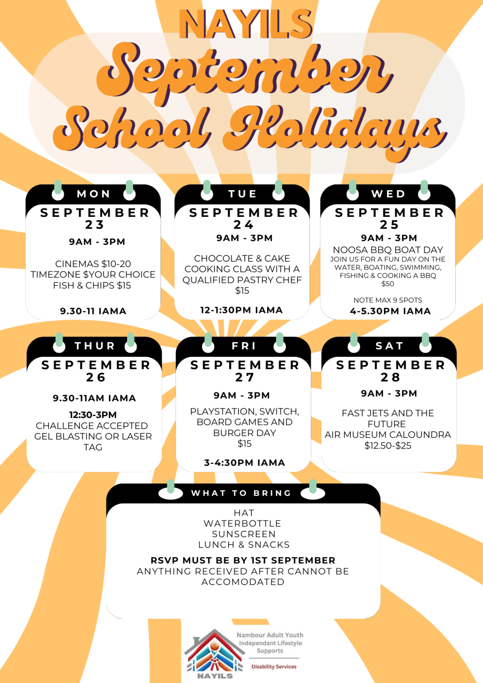 School Holidays | Nambour Adult Youth Independent Lifestyle Support